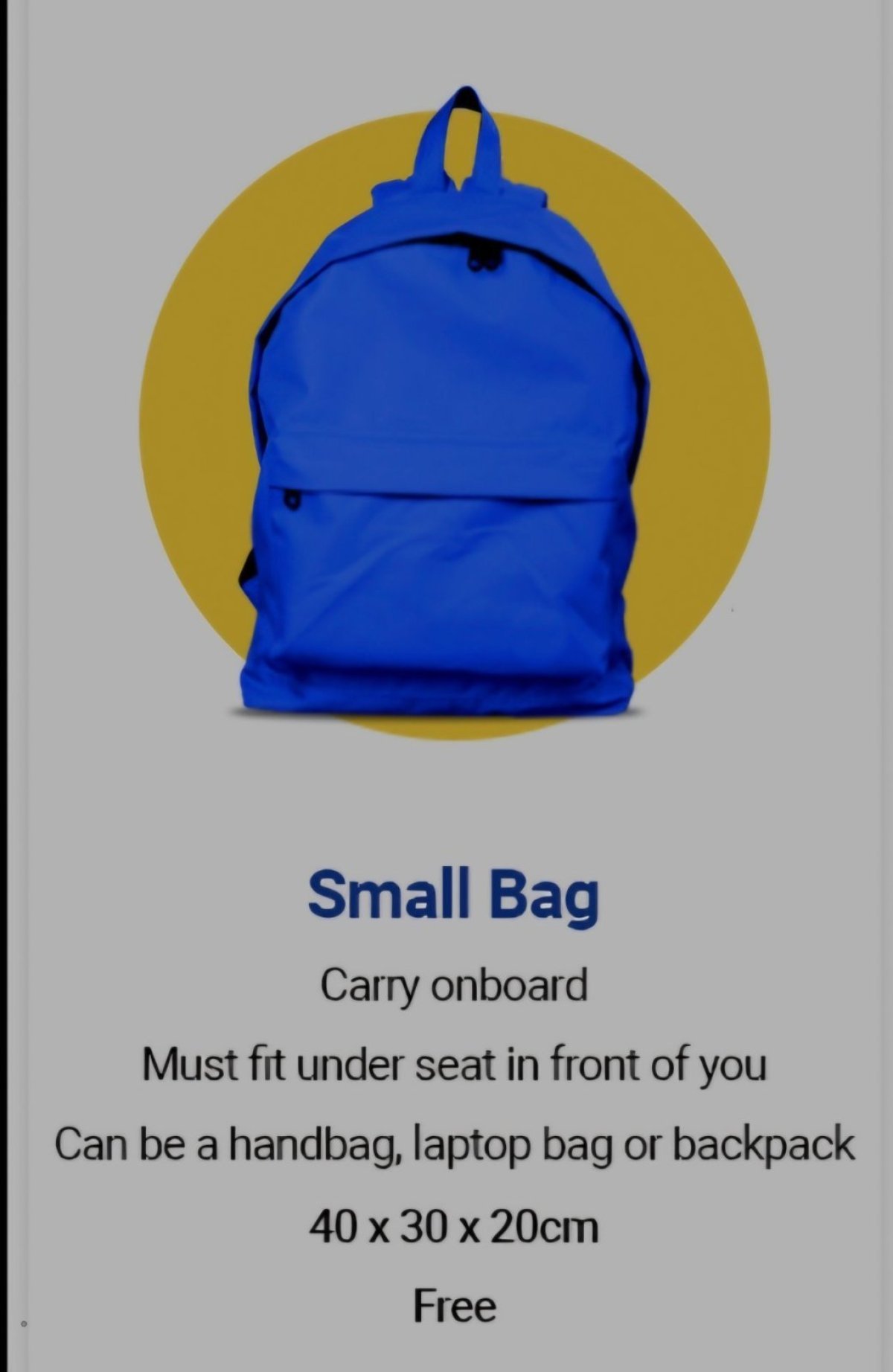 Ryanair franquia de bagagem (de mão e de porão)